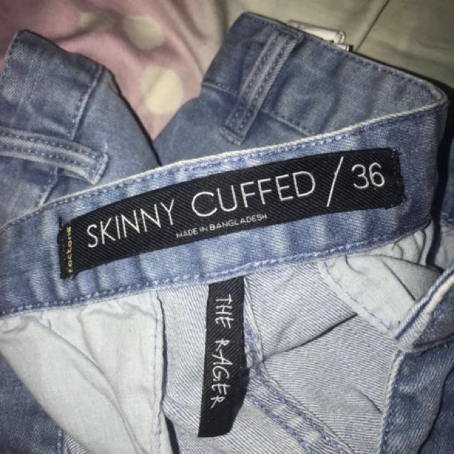 factorie blue cuffed stretchy jeans, Men's Fashion, Bottoms, Jeans on ...