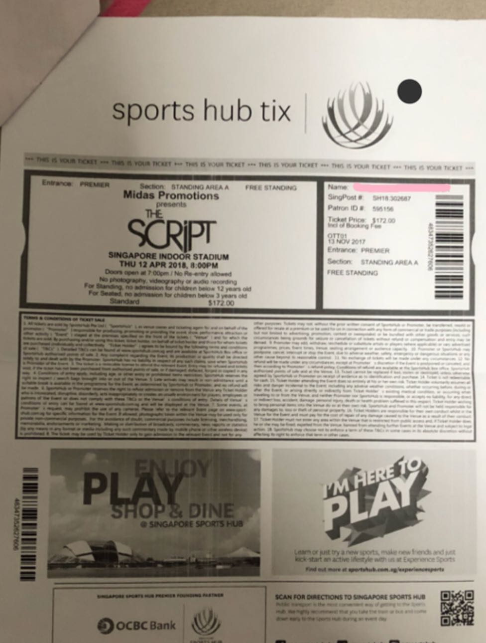 The Script Concert Ticket, Tickets & Vouchers, Event Tickets on Carousell