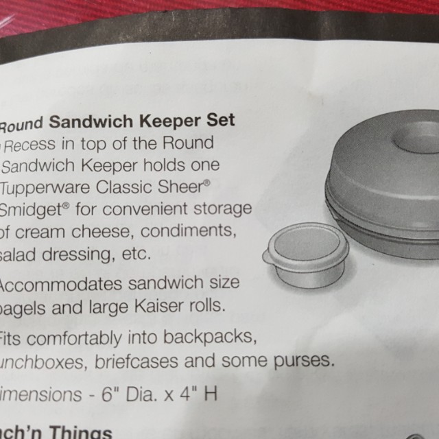 Tupperware Round Sandwich/Burger Keeper Set, TV & Home Appliances ...
