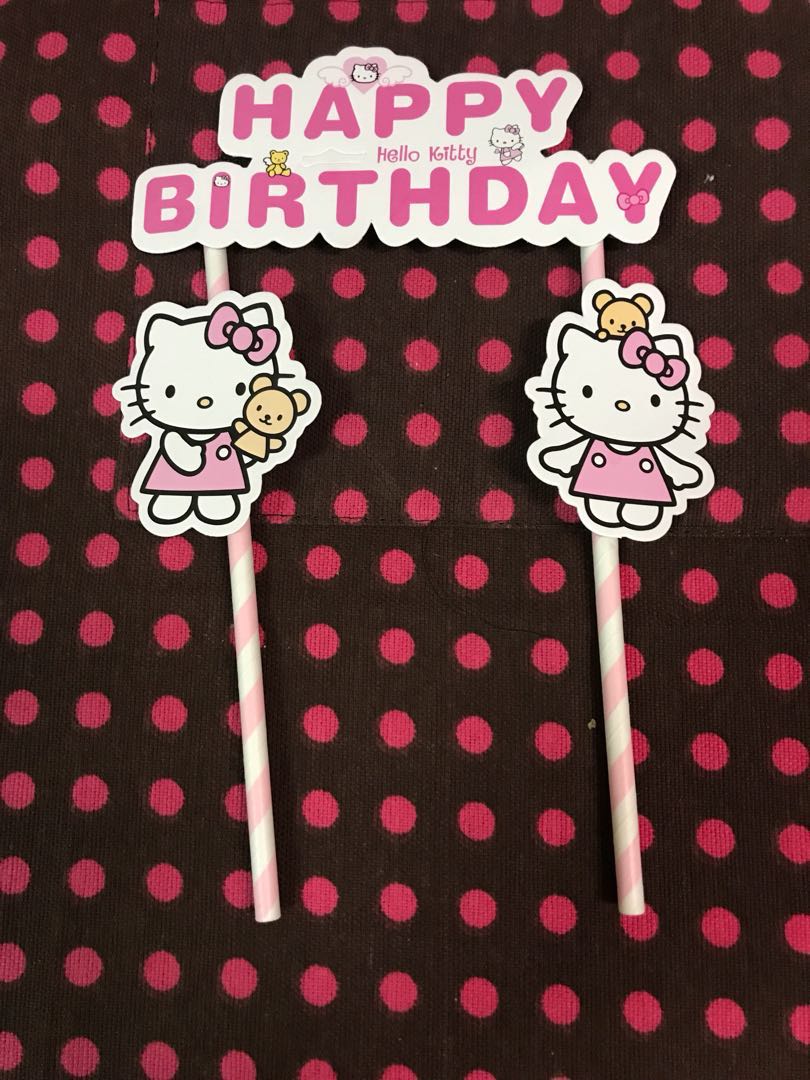 Birthday Party Decoration Hello Kitty Cake Topper, Hobbies & Toys ...