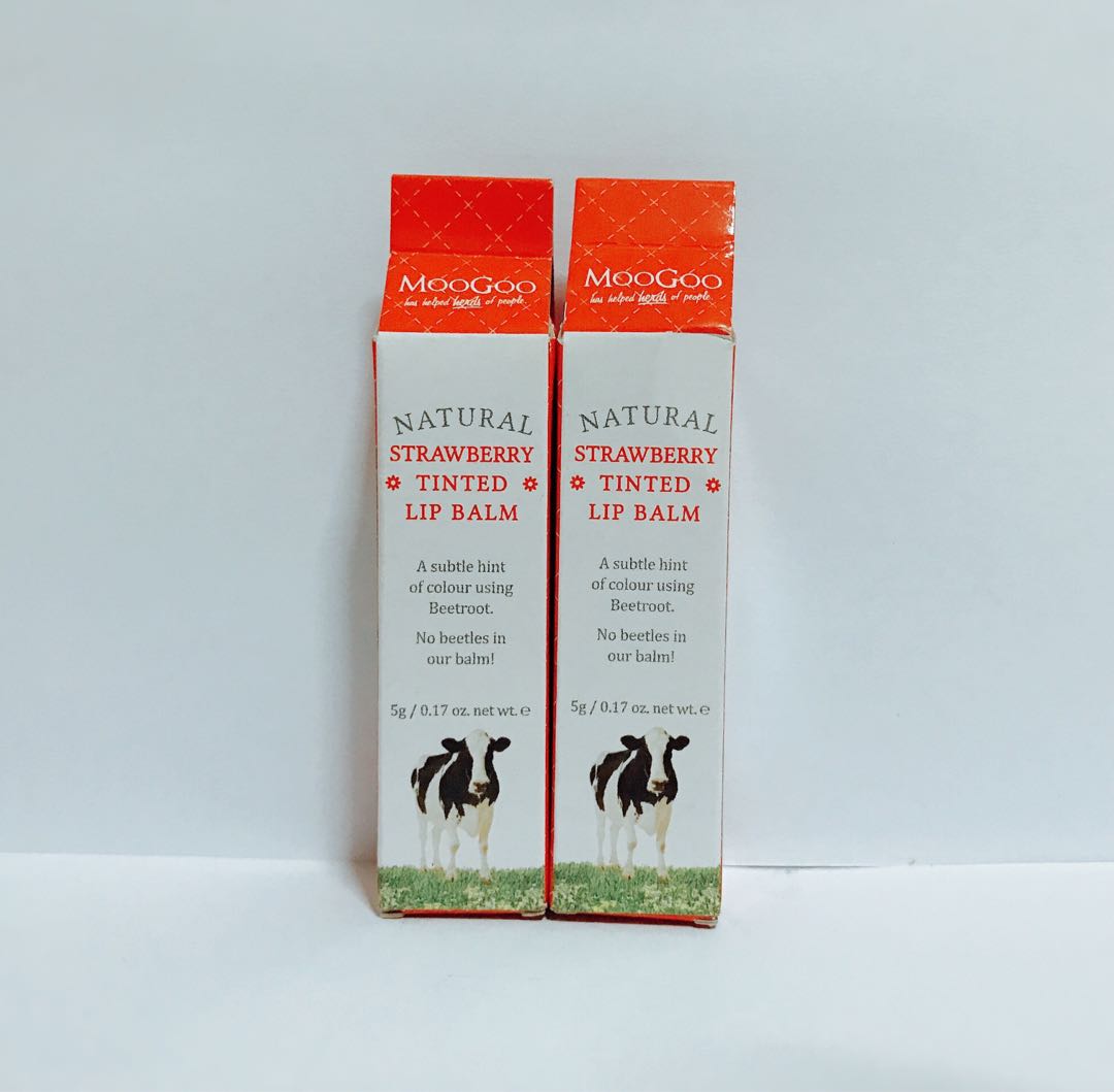 (BUY 1 FREE 1) Moogoo Natural Strawberry Tinted Lip Balm 5g, Beauty ...