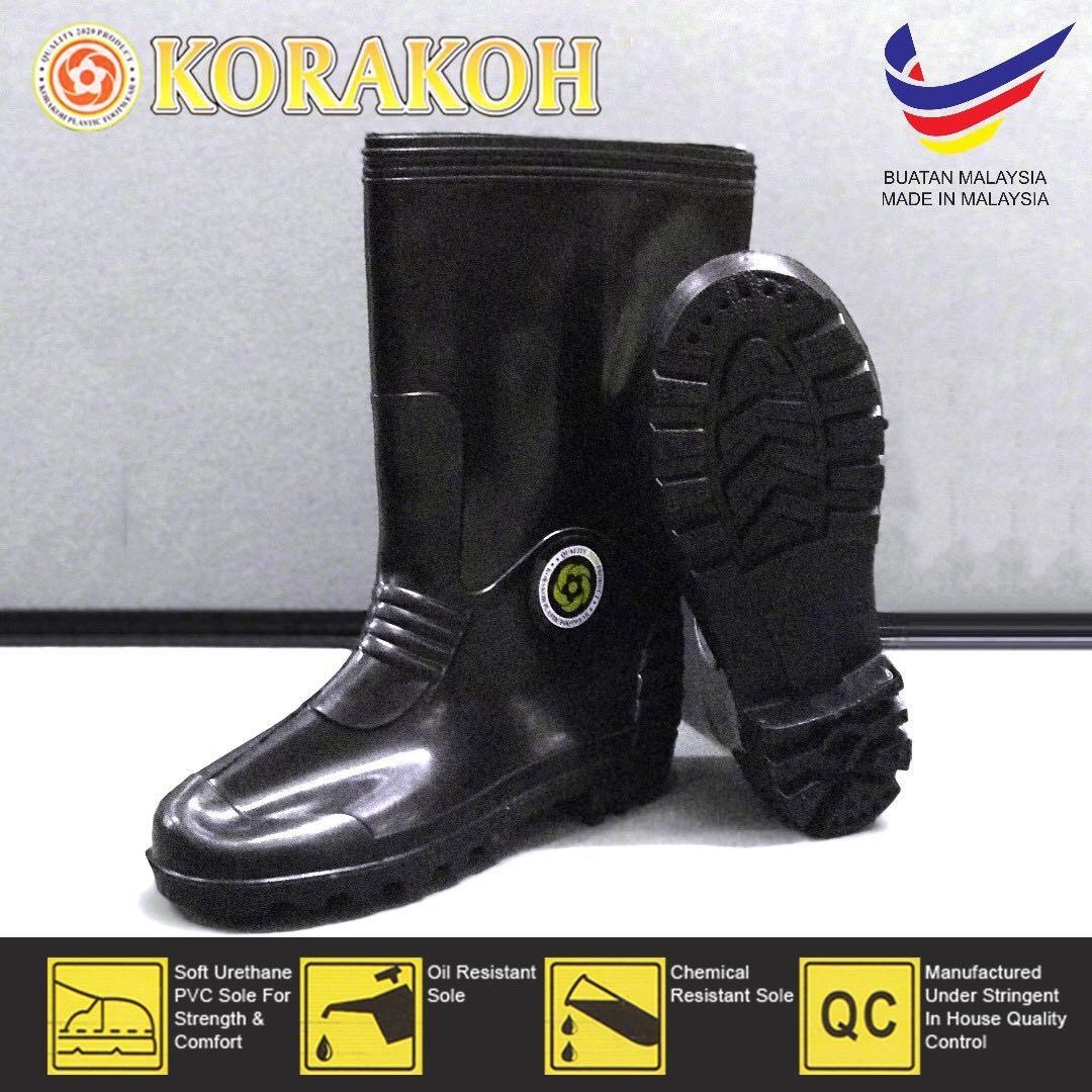 KORAKOH Waterproof PVC Work Boots (Brand New), Men's Fashion, Footwear ...