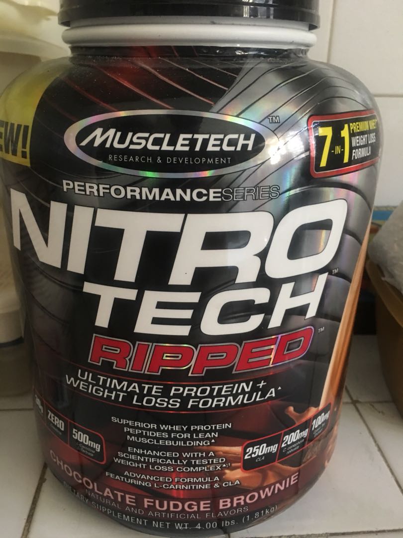 NitroTech Ripped Whey Protein 4 lbs, Health & Nutrition, Health ...