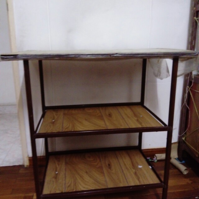 Retro green formica side table w 2 shelves, Furniture & Home Living ...