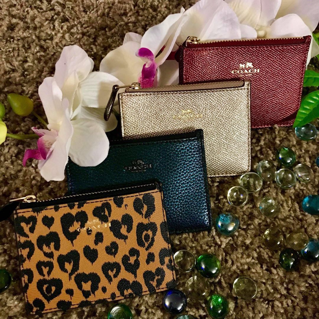 Coach Cross Grain Leather Mini Skinny (Cherry, Platinum, hologram ...