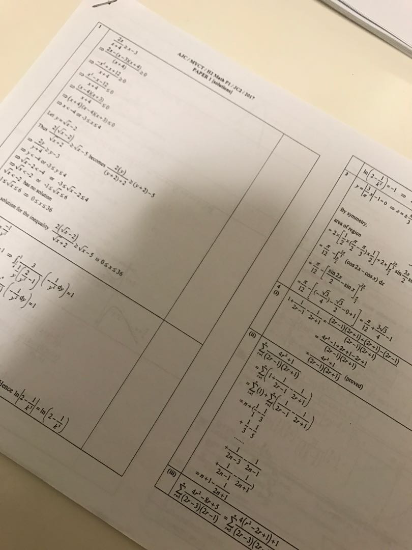 H2 Math 2017 J2 Mid year practice papers, Hobbies & Toys, Books ...