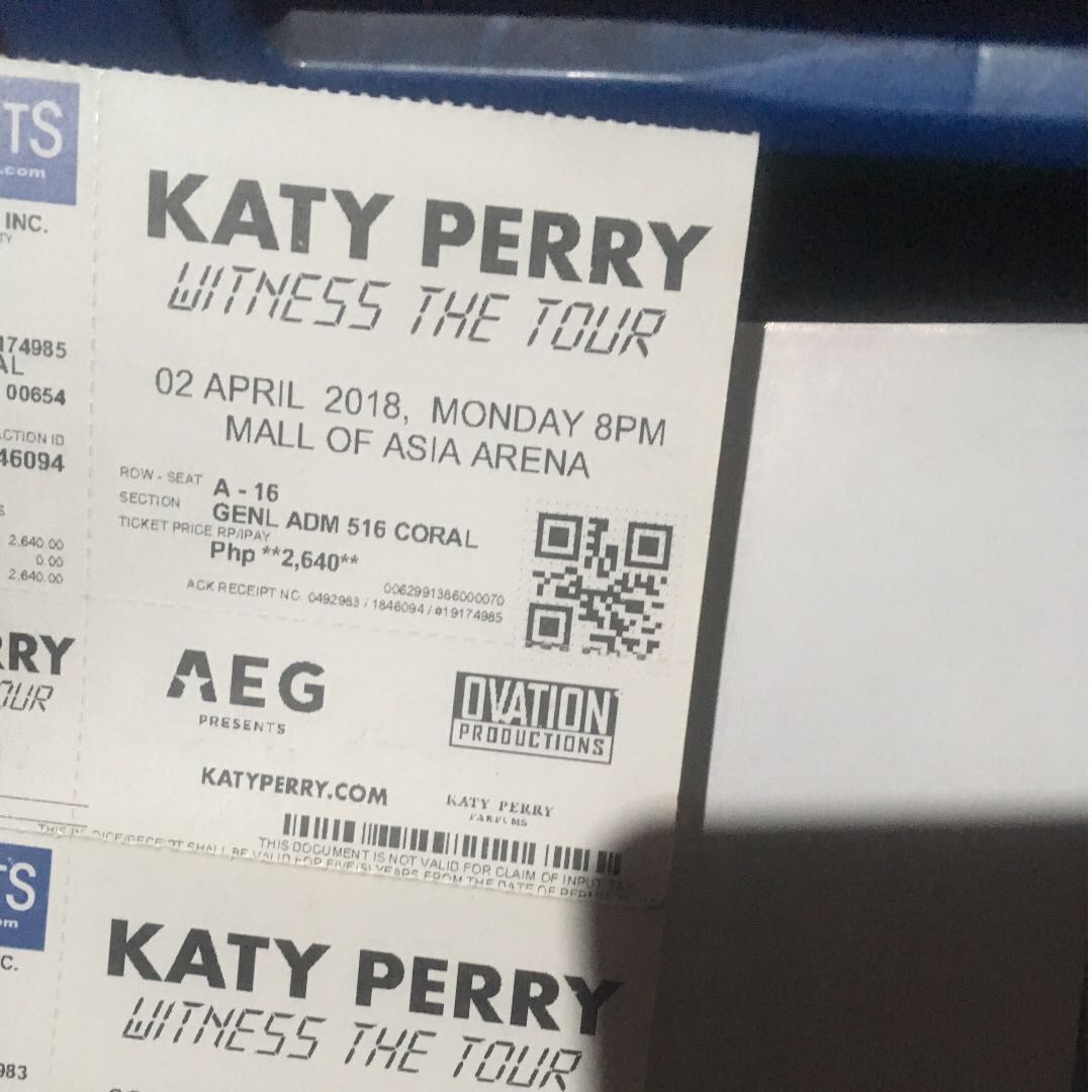 Katy Perry Witness Tour Manila, Tickets & Vouchers, Event Tickets on ...
