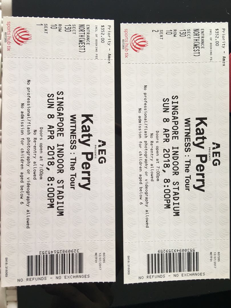 Katy Perry ticket, Tickets & Vouchers, Event Tickets on Carousell