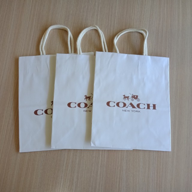 Coach paperbag authentic paper bag branded original brown black card ...