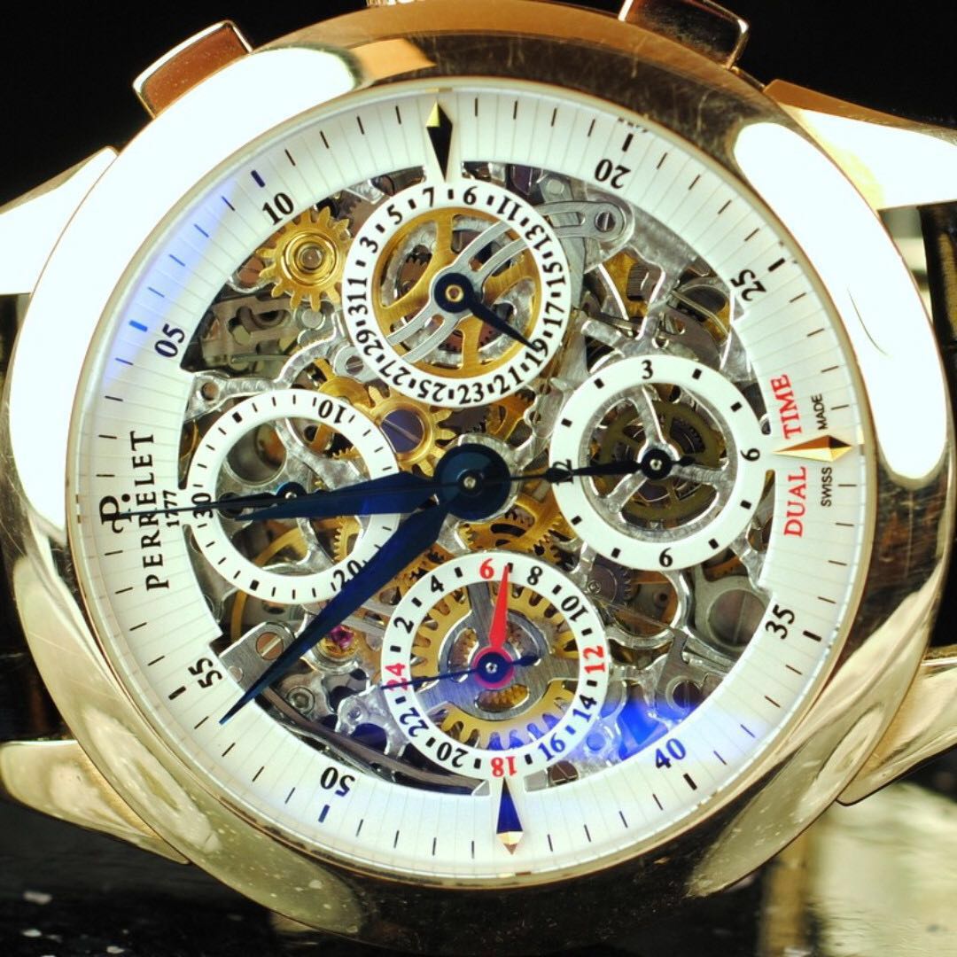 Perrelet 18K Gold 42MM Chronograph Skeleton GMT (Collectors Owned in ...