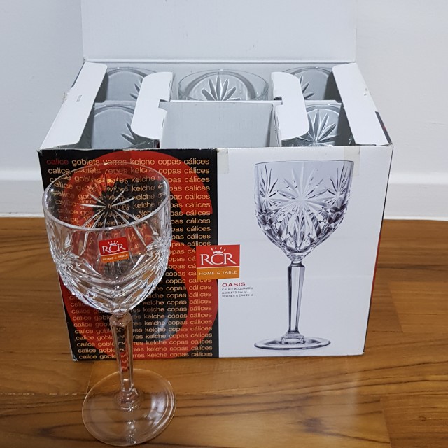 RCR Oasis Crystal Goblets 9 3/4 0z (6 Pcs Wine Glasses), TV & Home ...