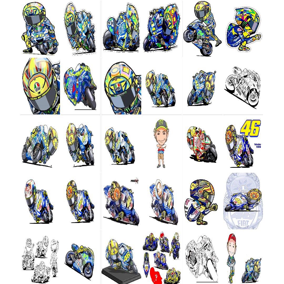 #VR46 Cartoon Caricatures Sticker Designs, Hobbies & Toys, Stationery ...