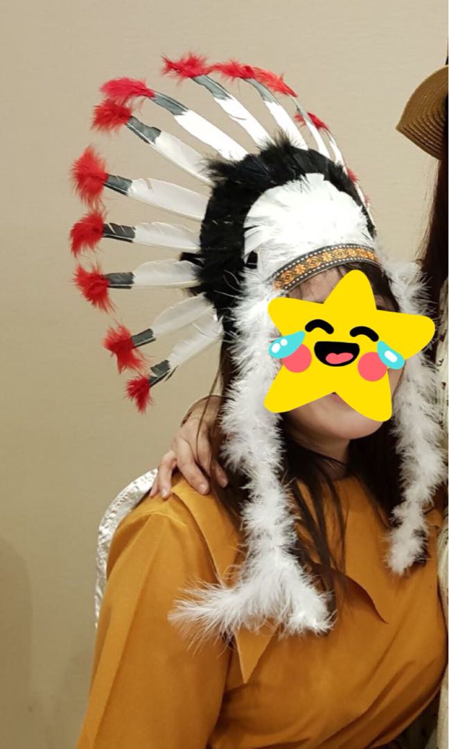Red Indian Feather Hat headdresse, Women's Fashion, Watches ...