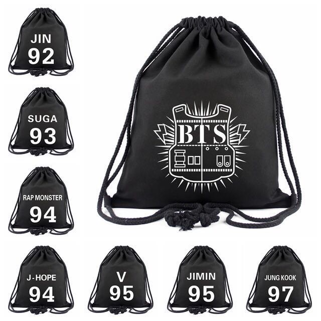 BTS Drawstring Bag, Hobbies & Toys, Memorabilia & Collectibles, Fan ...
