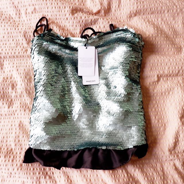 Mango sequin top, Women's Fashion, Tops, Blouses on Carousell