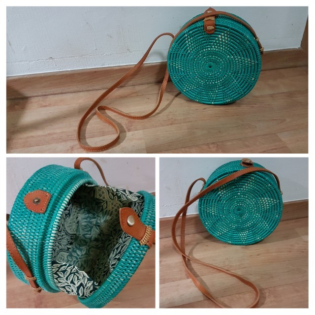 Rare Green Rattan Bag, Women's Fashion, Bags & Wallets, Beach Bags on ...