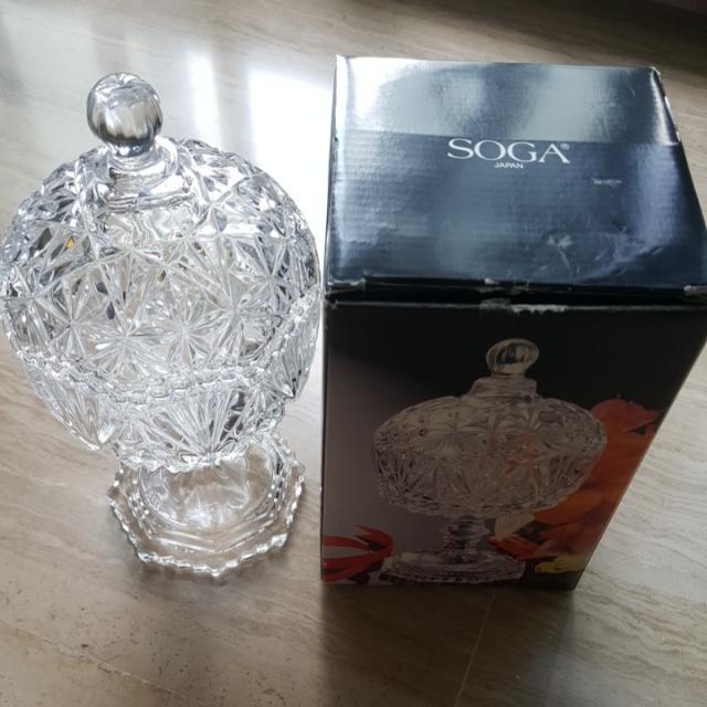 Soga Japan Glass Collection Footed Canister, Furniture & Home Living ...