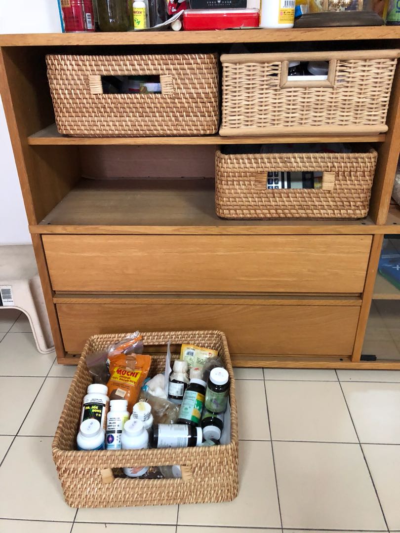 Muji wooden and glass cabinet, Furniture & Home Living, Furniture ...