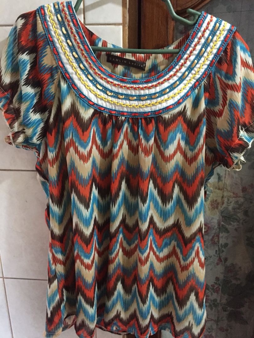 Samlin Aztec top, Women's Fashion, Tops, Others Tops on Carousell