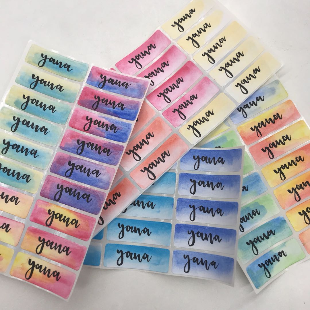 Watercolour Name Stickers, Hobbies & Toys, Stationery & Craft ...