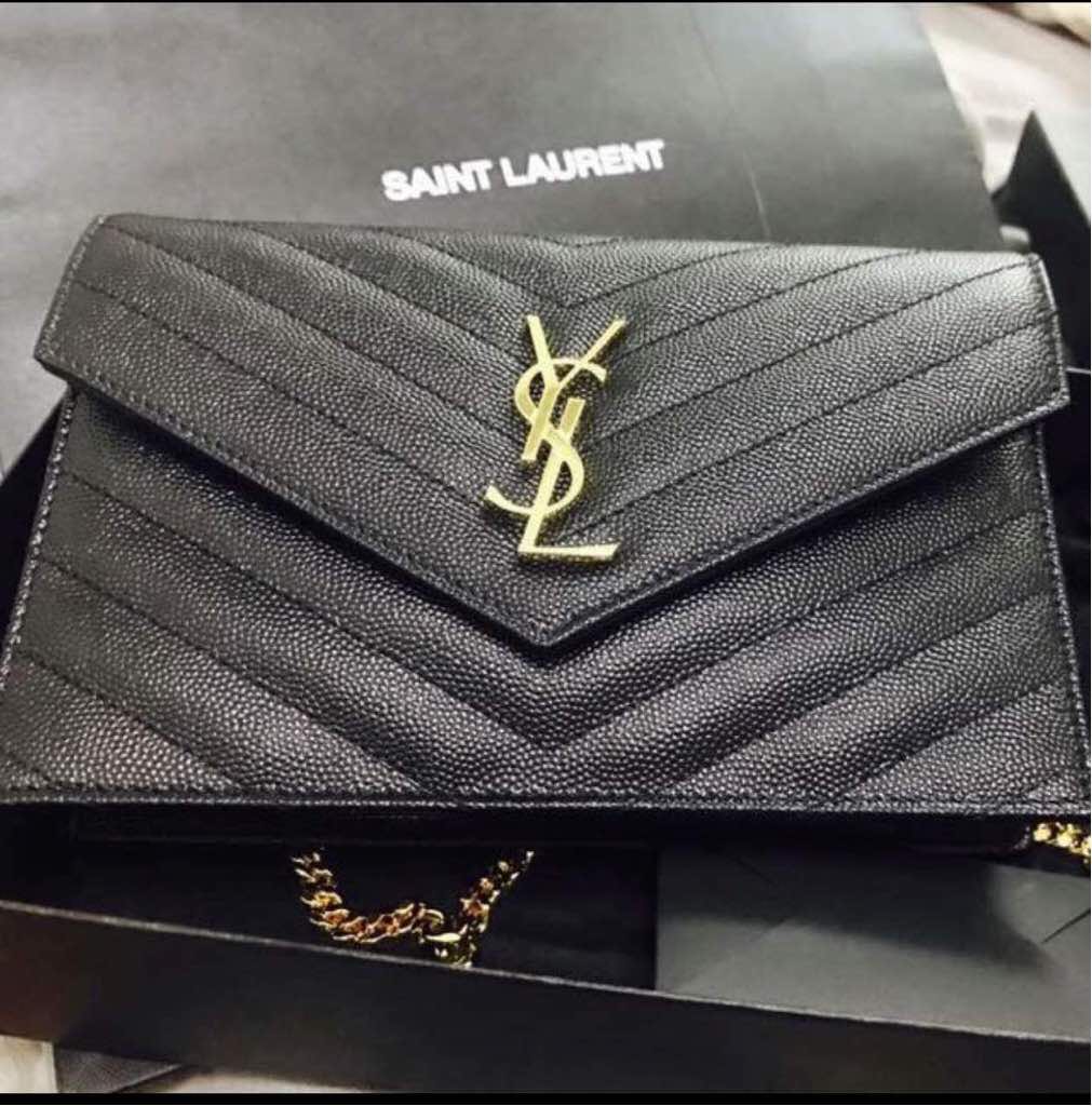 YSL woc in black, Luxury, Bags & Wallets on Carousell