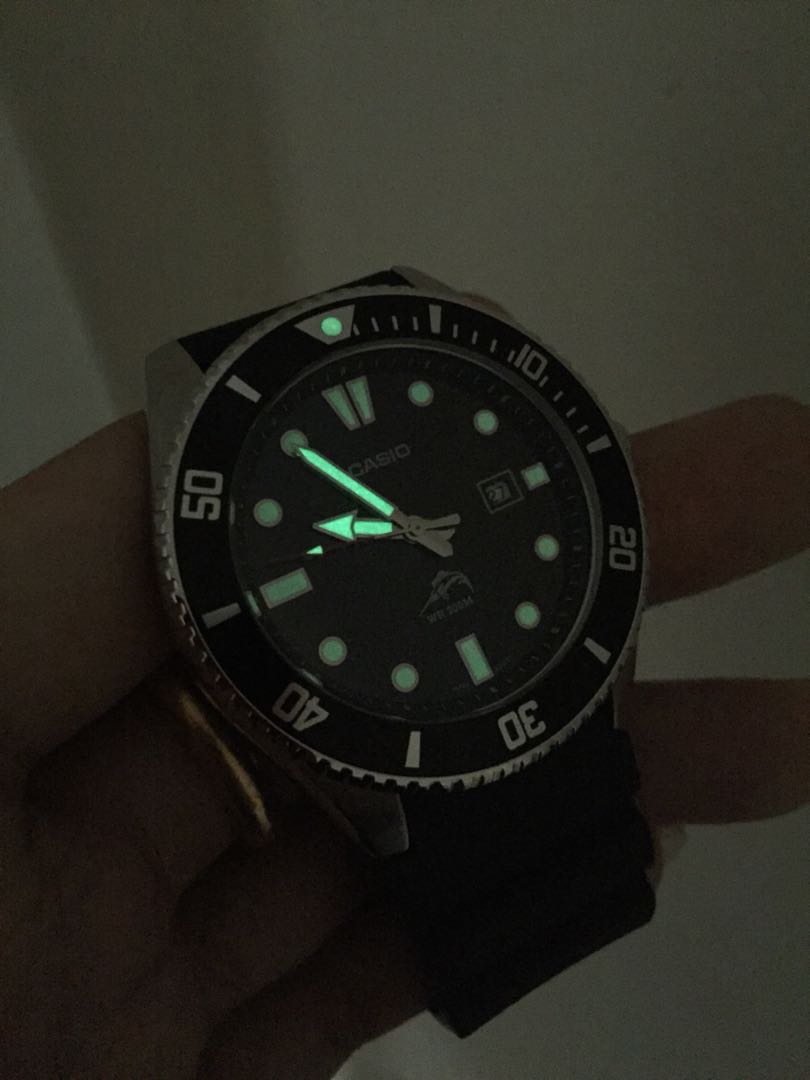 (Blue Superlume) Casio MDV-106 marlin diver watch, Men's Fashion ...