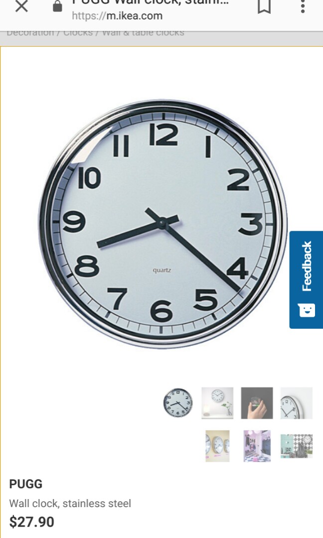 IKEA PUGG wall clock, Furniture & Home Living, Home Decor, Wall Decor ...