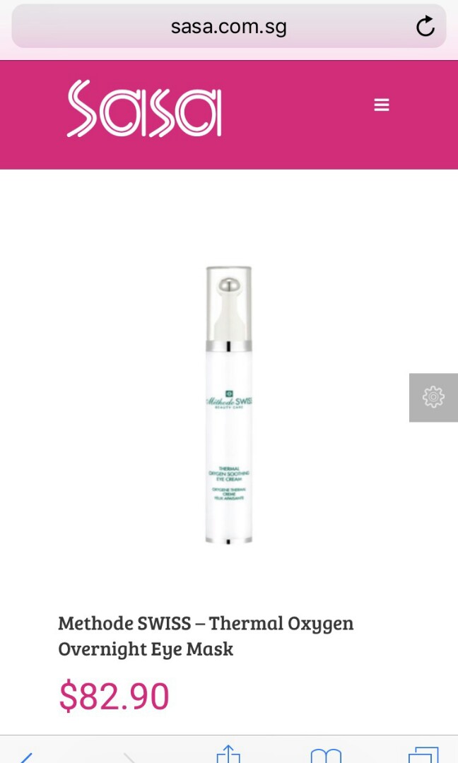 Methode Swiss thermal oxygen overnight eye mask, Health & Nutrition ...