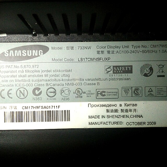 Samsung SyncMaster 733NW/NW1733 Monitor, Computers & Tech, Parts ...
