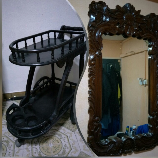 Tea trolley & Mirror, Furniture & Home Living, Home Decor, Mirrors on ...