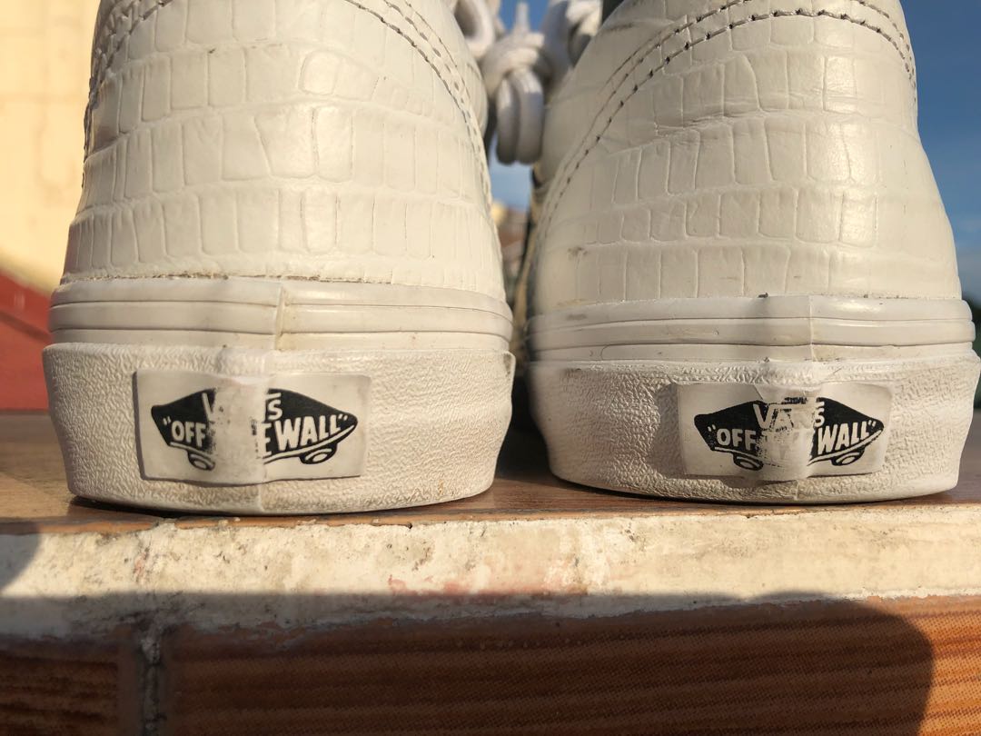 Vans Old Skool Zip Croc Leather - True White, Men's Fashion, Footwear ...