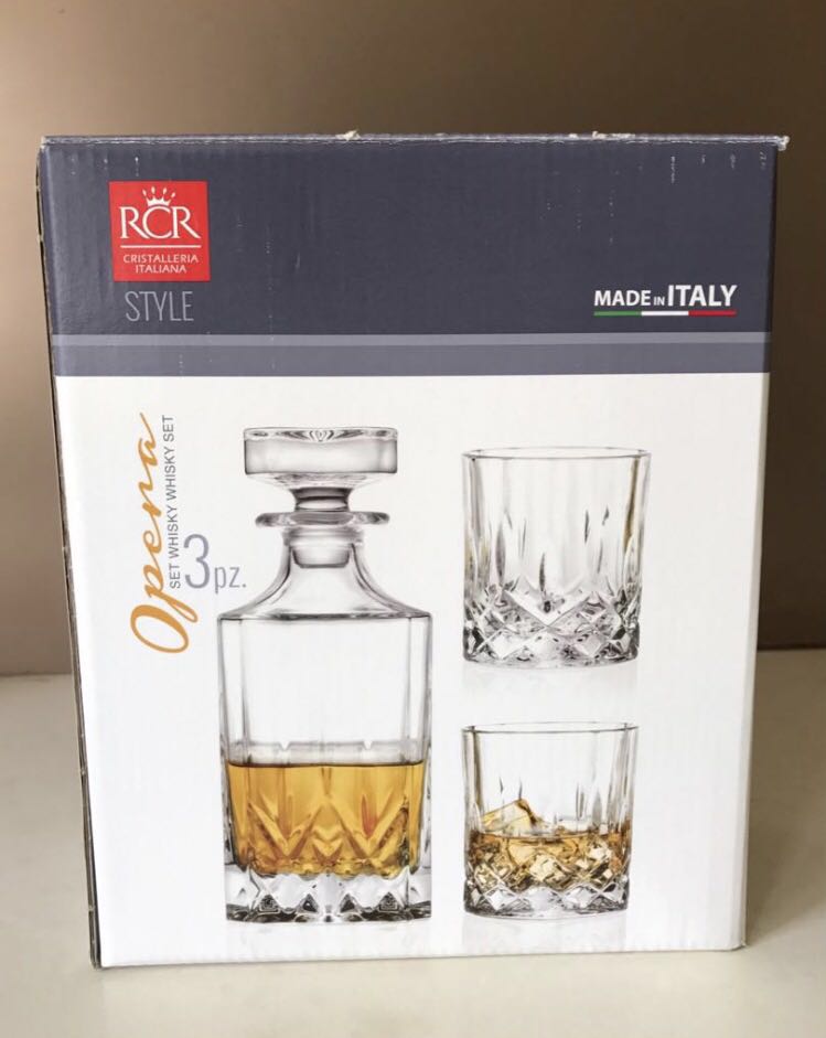 RCR Opera 3 Piece Whiskey Decanter and Glasses Set, Home Appliances on ...