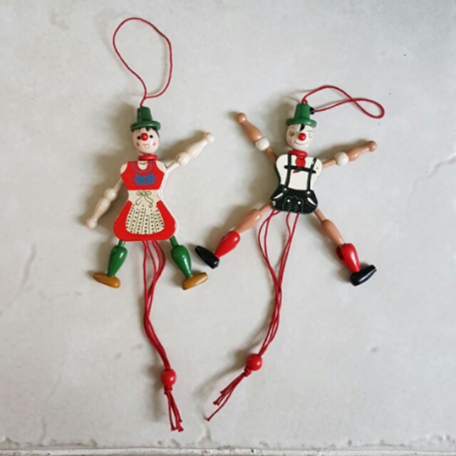 Vintage Pair FAMO AUSTRIA Wooden Jumping Jacks Pull String Toy Puppets ...