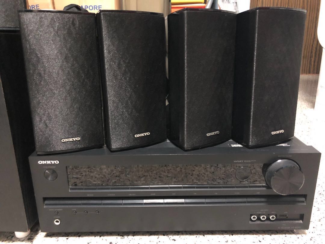 Onkyo AC Receiver (HT-R391) with 5 Speakers; Subwoofer and Remote ...