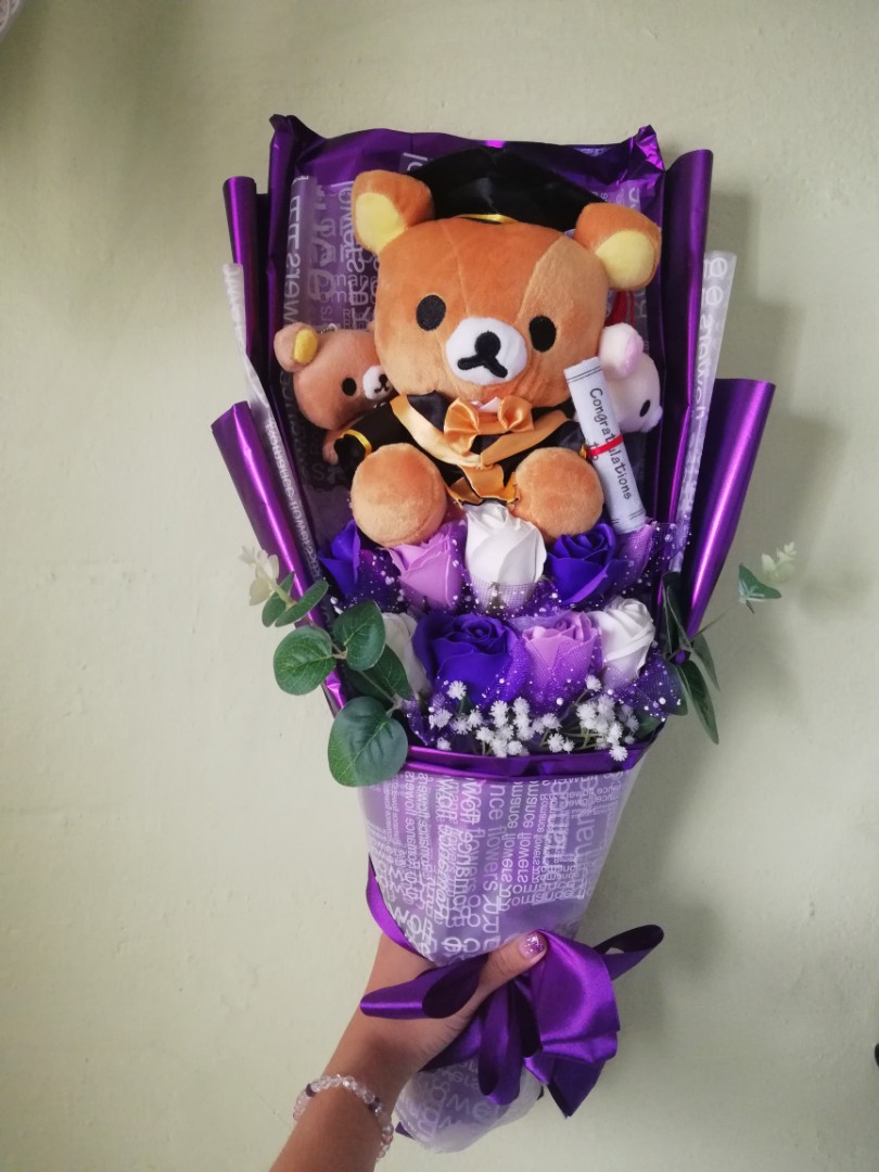 Graduation Rilakkuma Bear Flower Bouquet, Hobbies & Toys, Stationery ...