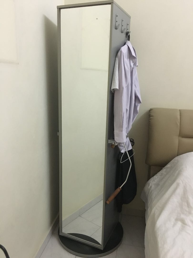 IKEA rotating clothes hanger mirror and shelving, Furniture & Home ...