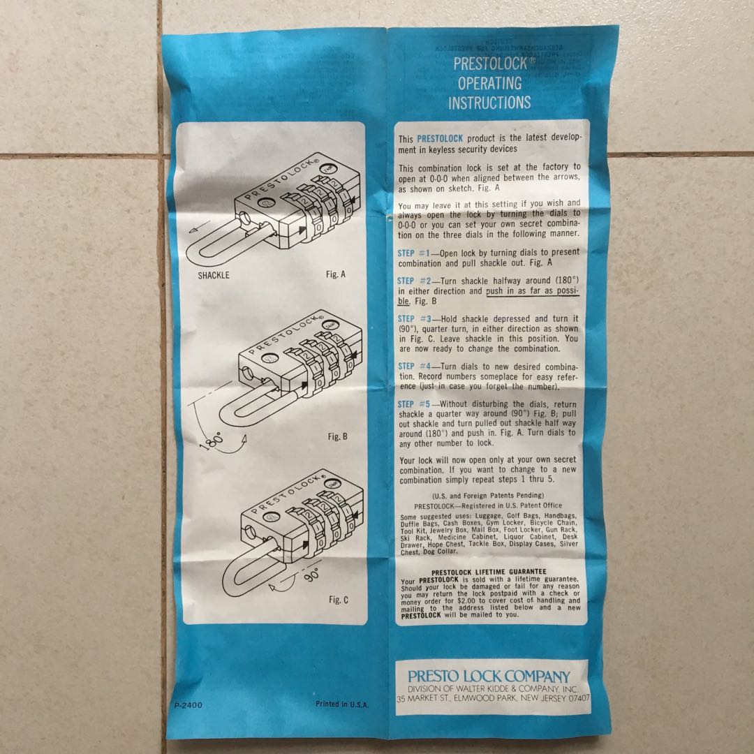 Prestolock Presto Key, Presto Lock Corp NY, Small Vintage Luggage Key,