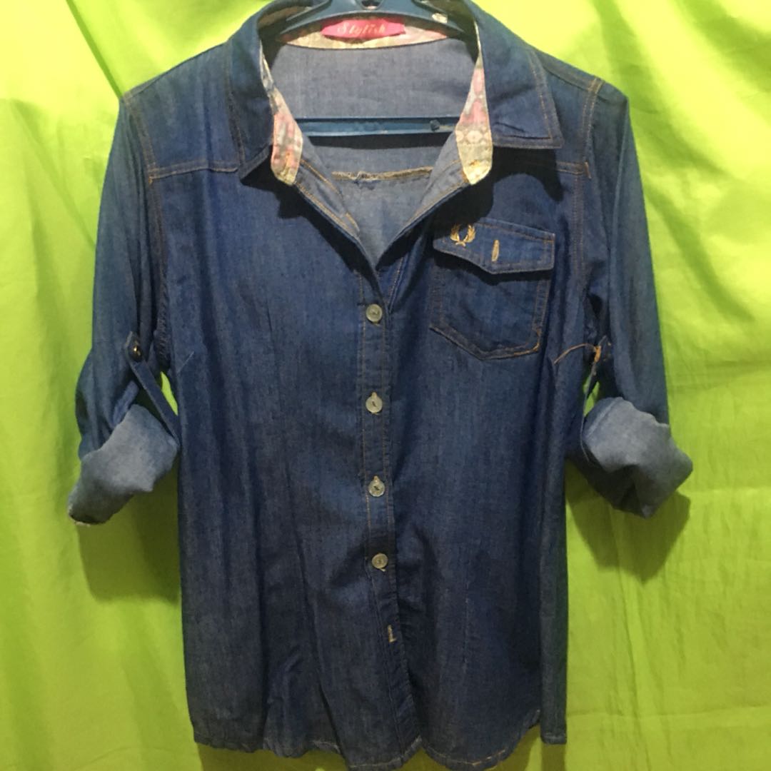 Maong Polo Shirt, Women's Fashion, Tops, Shirts on Carousell