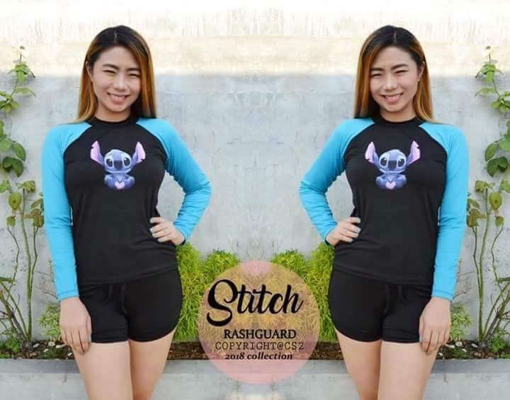 Stitch Rashguard, Women's Fashion, Swimwear, Rash guard on Carousell