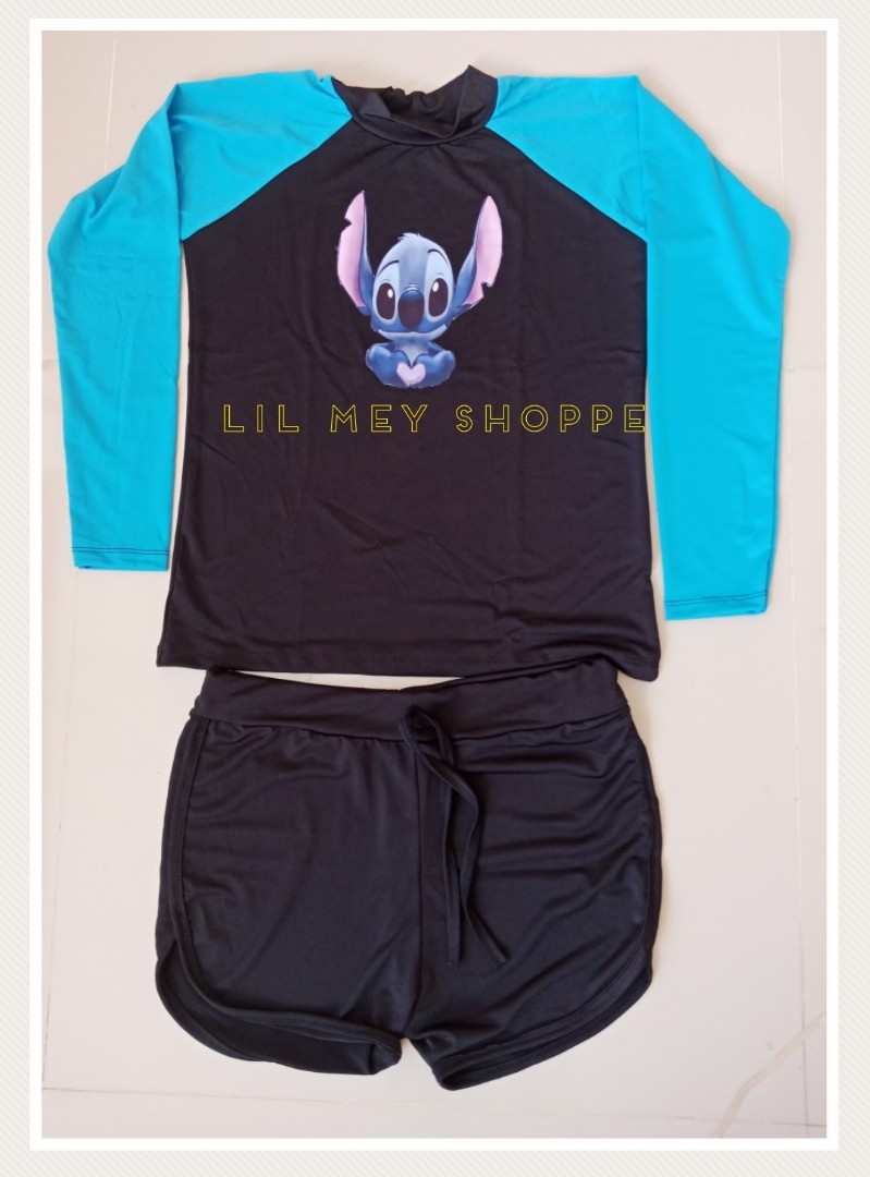 Stitch Rashguard, Women's Fashion, Swimwear, Rash guard on Carousell