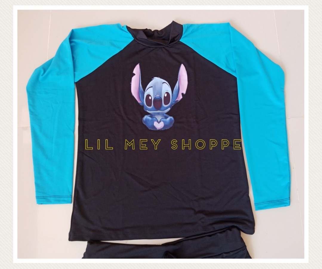 Stitch Rashguard, Women's Fashion, Swimwear, Rash guard on Carousell