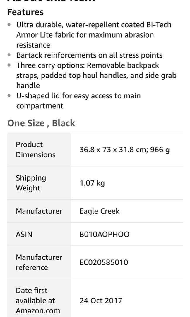 Eagle Creek Backpacker Cargo Hauler Duffel 90L large, Men's Fashion ...