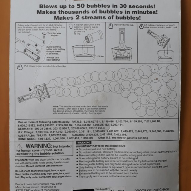 BUBBLES MACHINE (Billion Bubbles) 59ml., Hobbies & Toys, Toys & Games ...