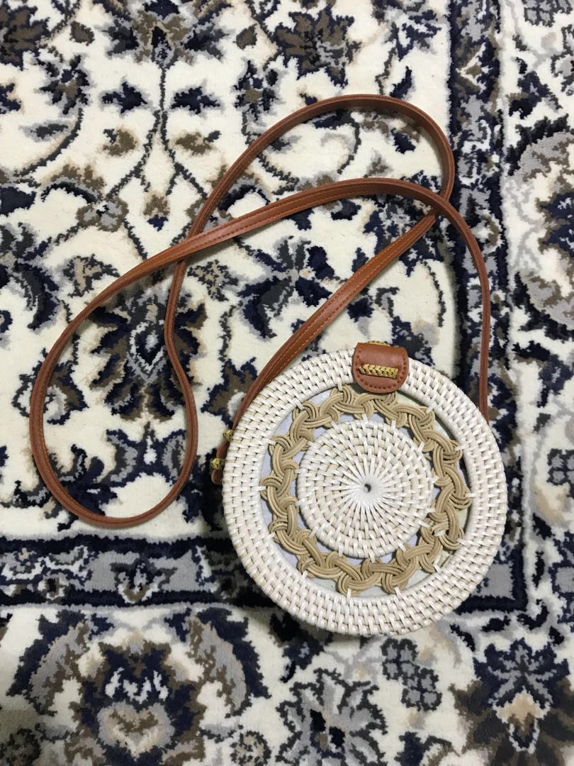 Round Rattan Bag, Women's Fashion, Bags & Wallets, Beach Bags on Carousell