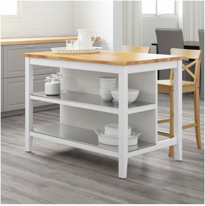 IKEA Stenstorp Oak Kitchen Island, Furniture & Home Living, Furniture ...