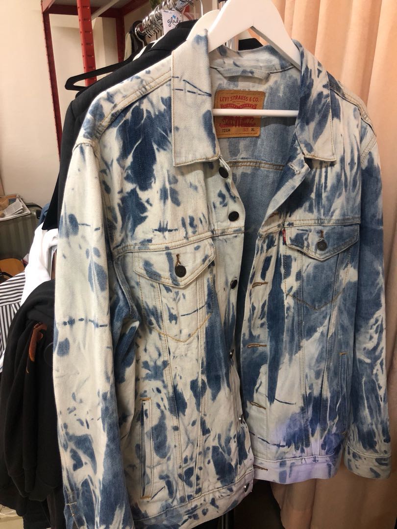 Levi's Custom Bleaced Denim Jacket, Men's Fashion, Bottoms, Jeans on ...