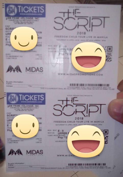 2 The Script Upper Box ticket, Tickets & Vouchers, Event Tickets on ...