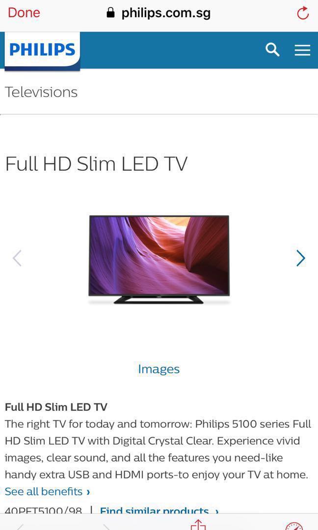 40-inch Philips Full HD LED TV with Smart box, TV & Home Appliances, TV ...