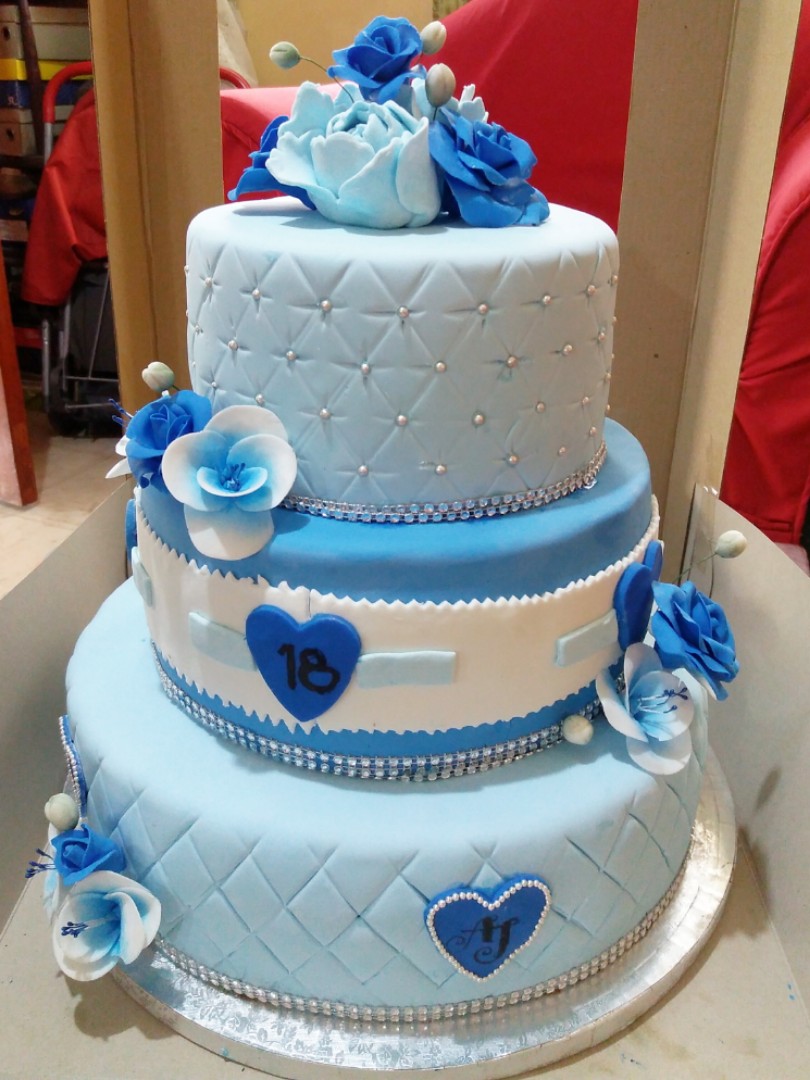 Blue Debut Cake, Food & Drinks, Homemade Bakes on Carousell