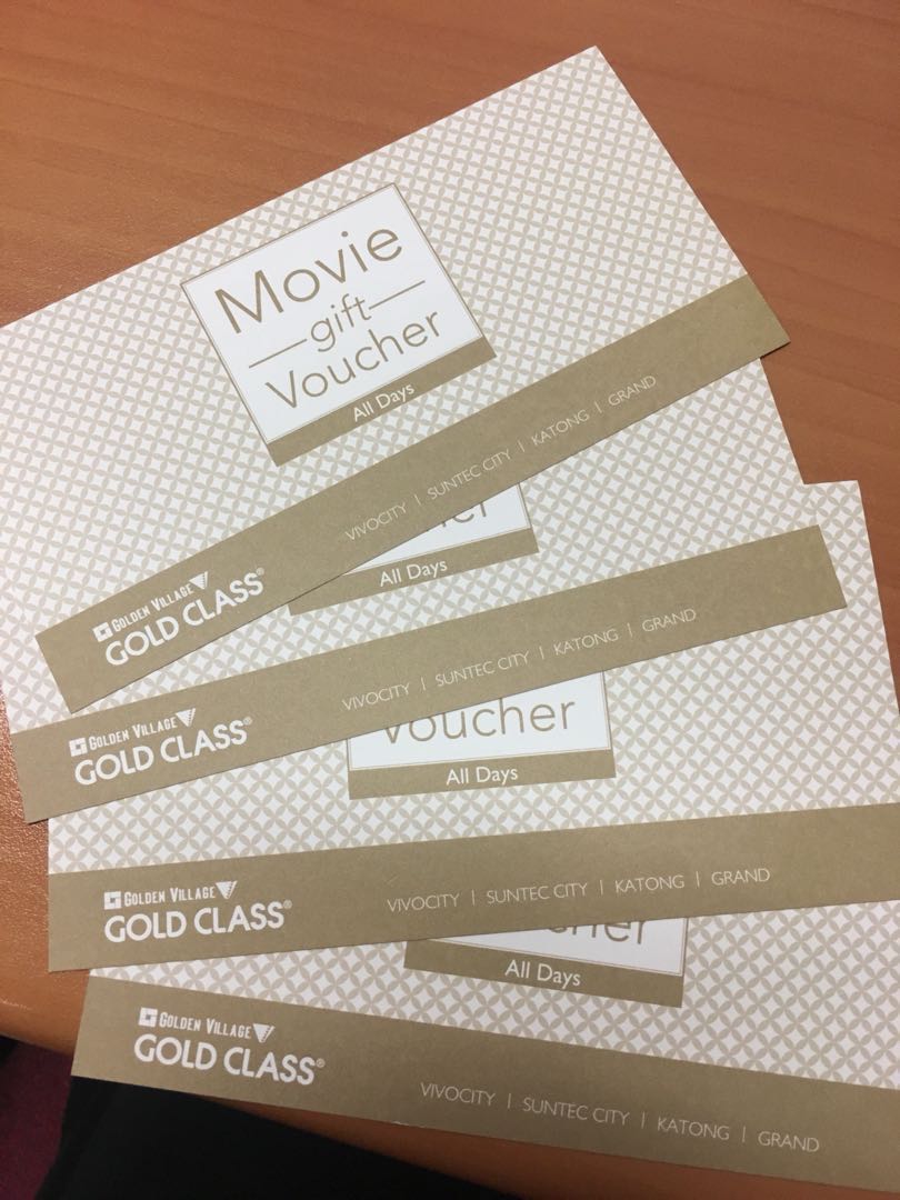 GV gold class movie ticket, Tickets & Vouchers, Vouchers on Carousell